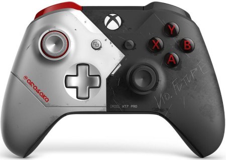 Microsoft Xbox One S X Wireless Controller Silver and Black Cyberpunk WL3 00142 Xbox One Microsoft Xbox One NextGame